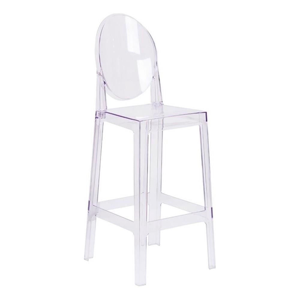 Bowery Hill 46.5"H Contemporary Plastic Oval Back Bar Stool in Crystal ...