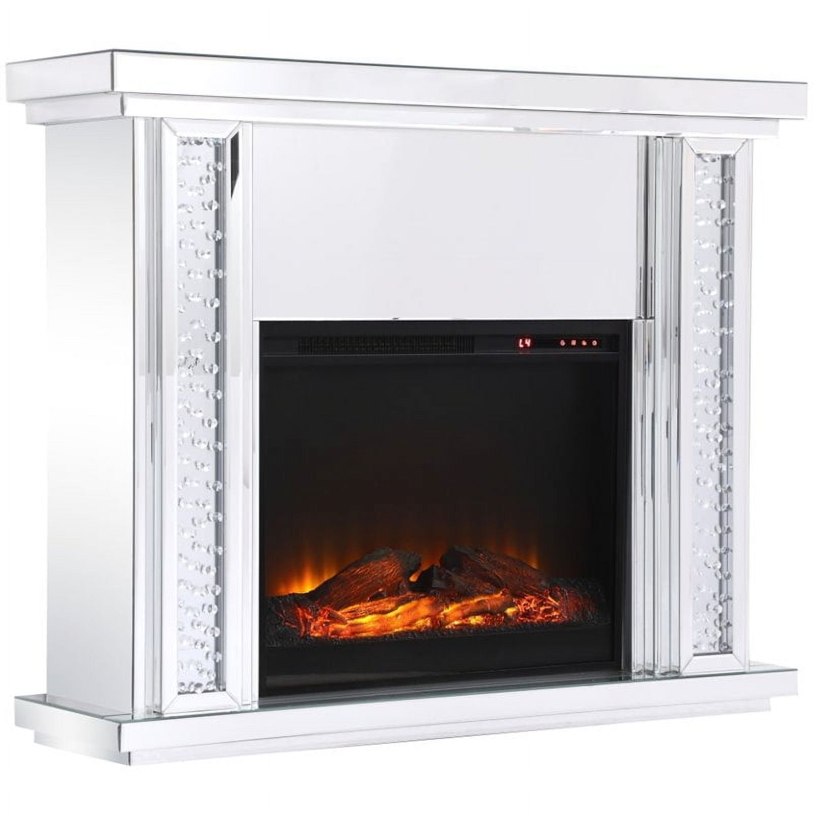 Bowery Hill 47.5" Sparkling Mirrored Faux Log Fireplace Mantle ...