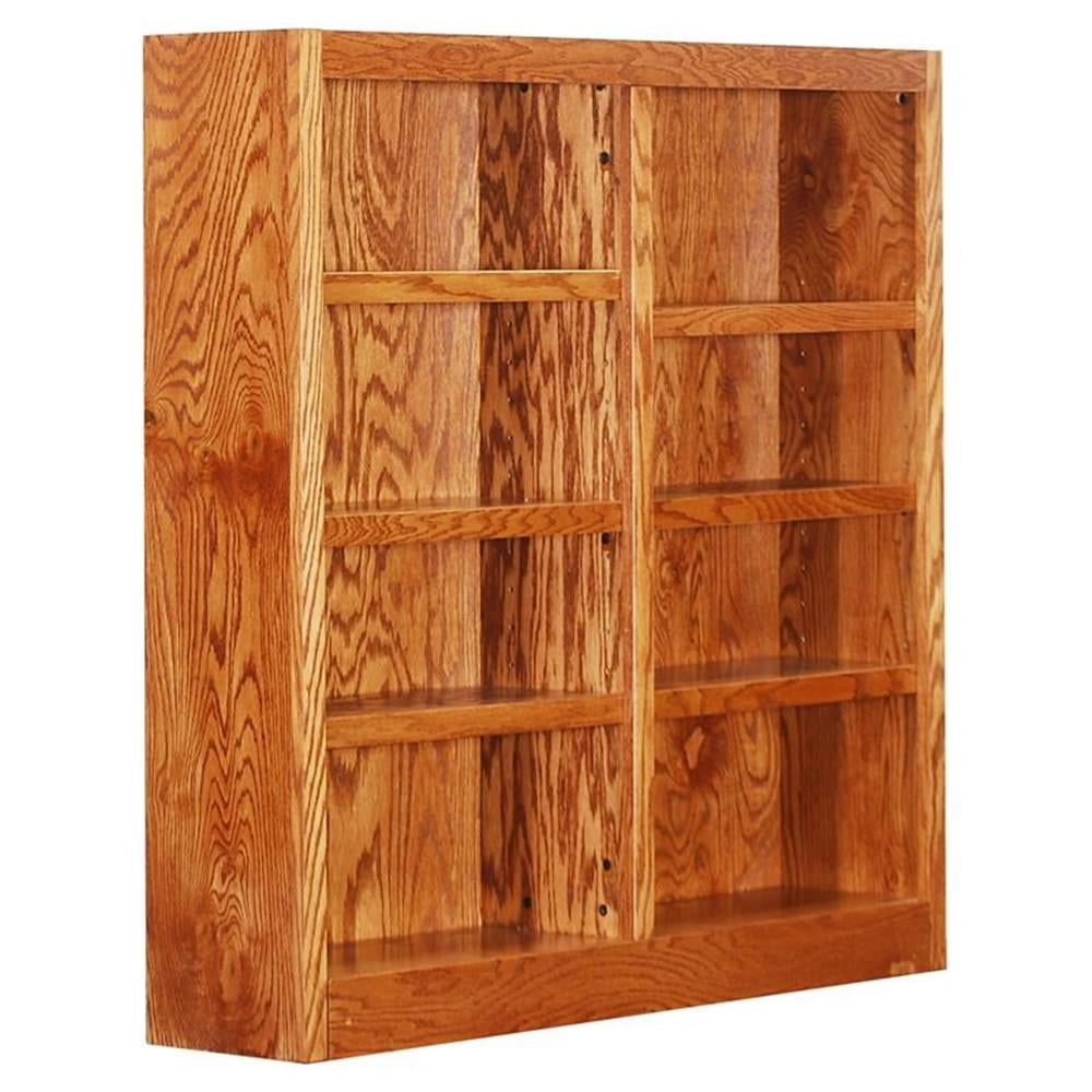 Bowery Hill 48" Tall 8-Shelf Double Wide Wood Bookcase in Dry Oak ...