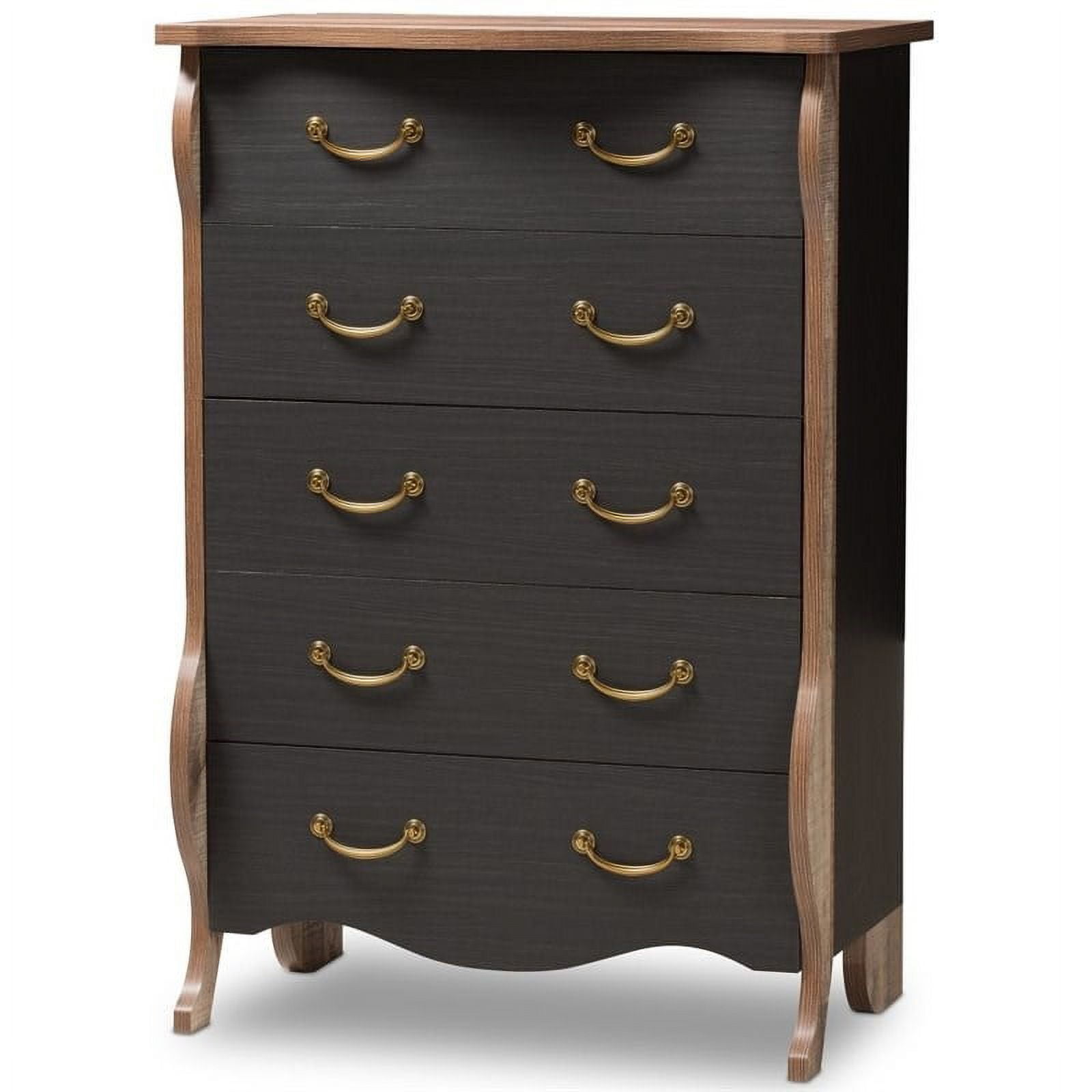 Bowery Hill 5 Drawer Chest in Black and Oak - Walmart.com