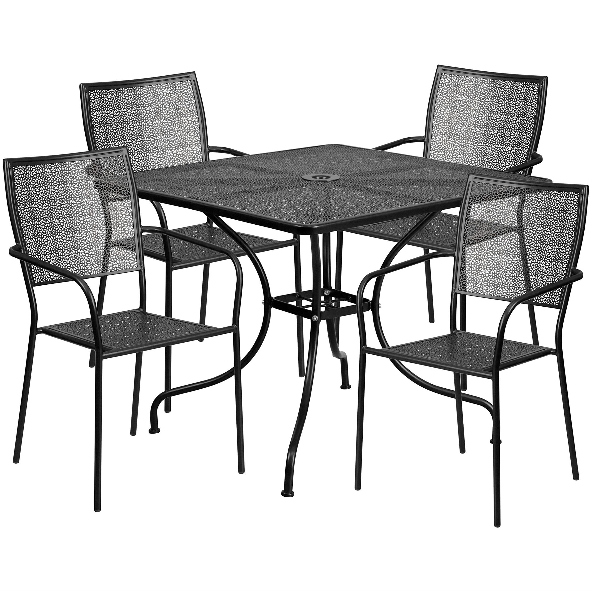 Bowery Hill 5 Piece 36" Square Steel Flower Print Patio Dining Set in ...