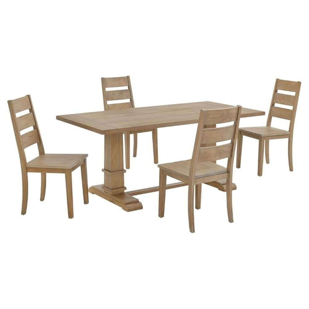 Bowery Hill 5-Piece Wood Farmhouse Dining Set in Rustic Brown - Walmart.com