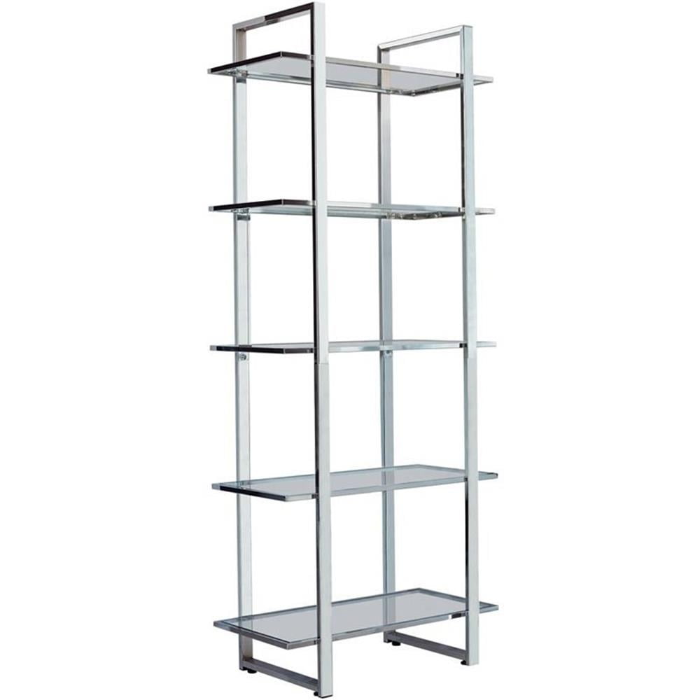 Bowery Hill 5 Tier Glass Shelf Bookcase in Chrome - Walmart.com