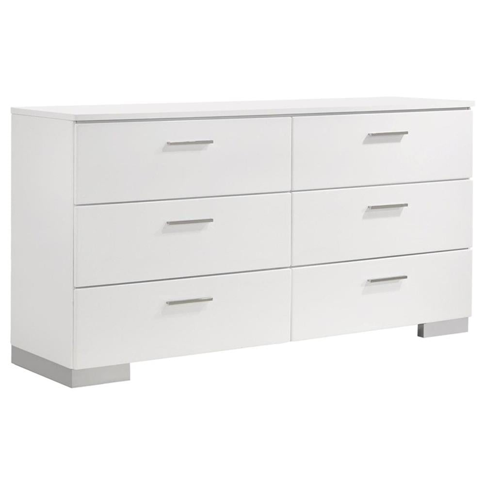 Bowery Hill 6-Drawer Contemporary Wood Dresser with Chrome Legs in ...