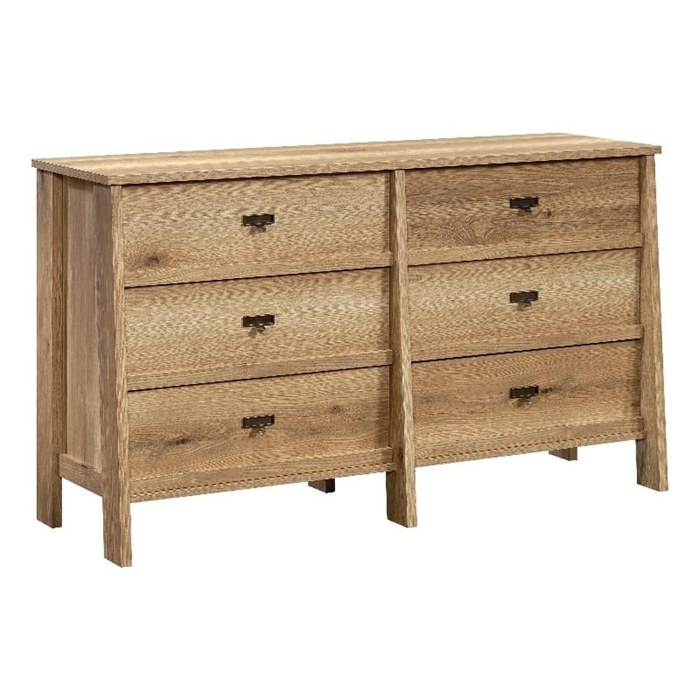Bowery Hill 6 Drawers Farmhouse Engineered Wood Dresser in Timber Oak ...