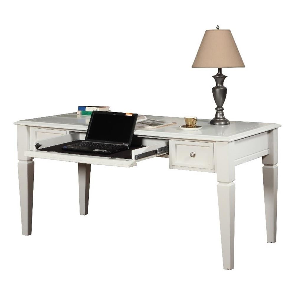 Bowery Hill 60" Transitional Wood Writing Desk in Cottage White ...