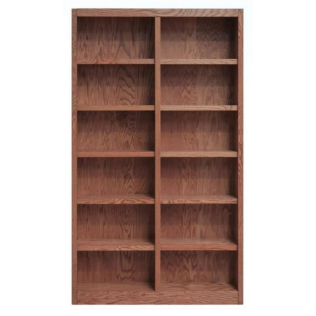 Bowery Hill 84" Tall 12-Shelf Double Wide Wood Bookcase in Dry Oak ...