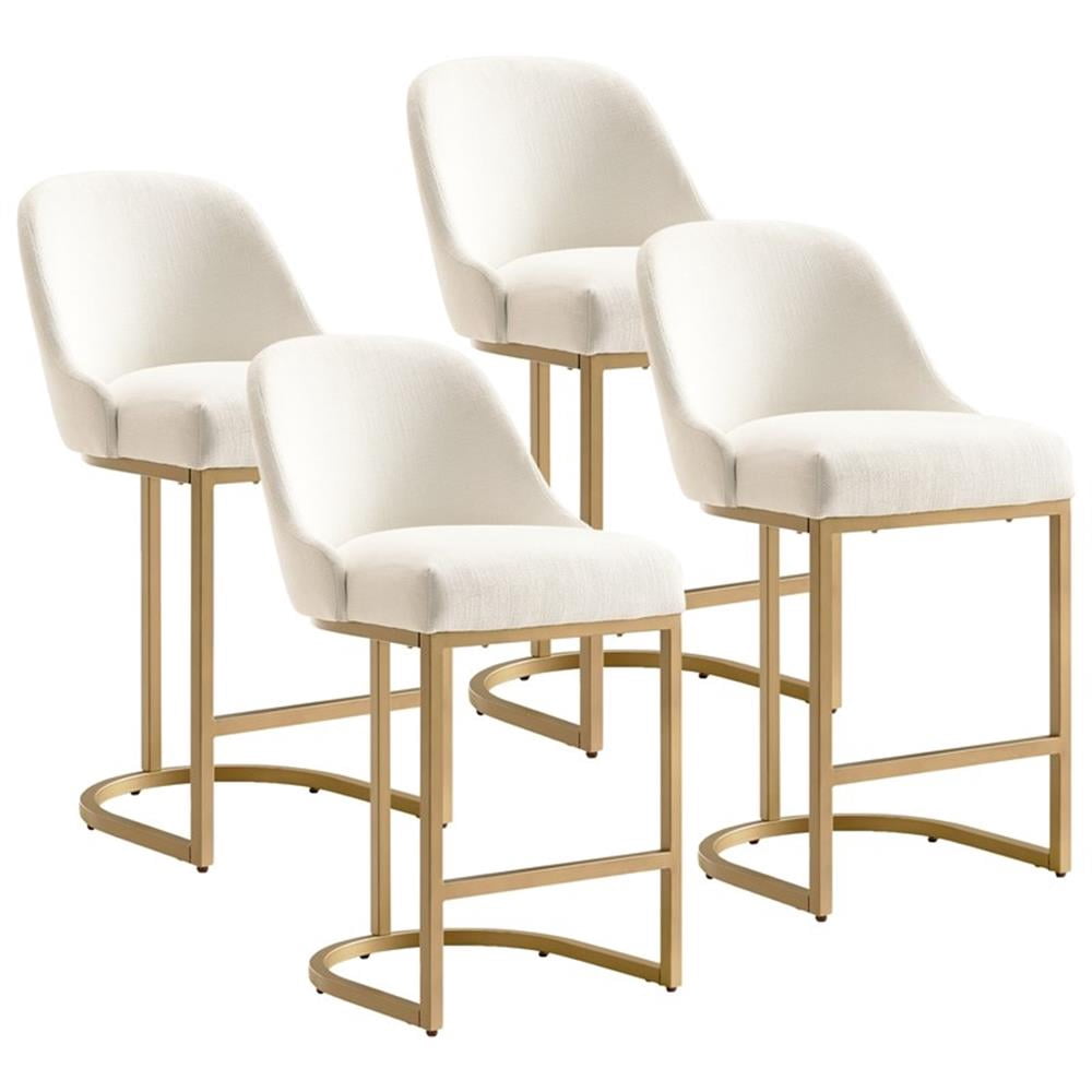 Bowery Hill Barrelback Counter Stool with Gold Metal Base Set of 4 in ...
