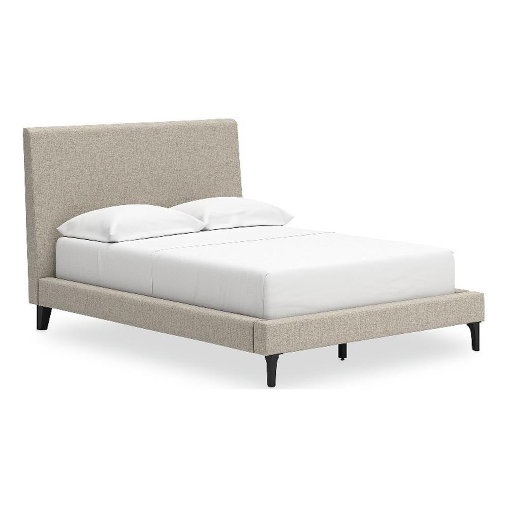 Bowery Hill Beige Engineered Wood Full Upholstered Bed with Roll Slats ...