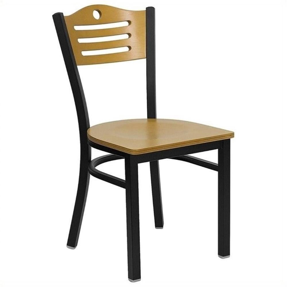Bowery Hill Black Slat Back Metal Restaurant Dining Chair - Walmart.com