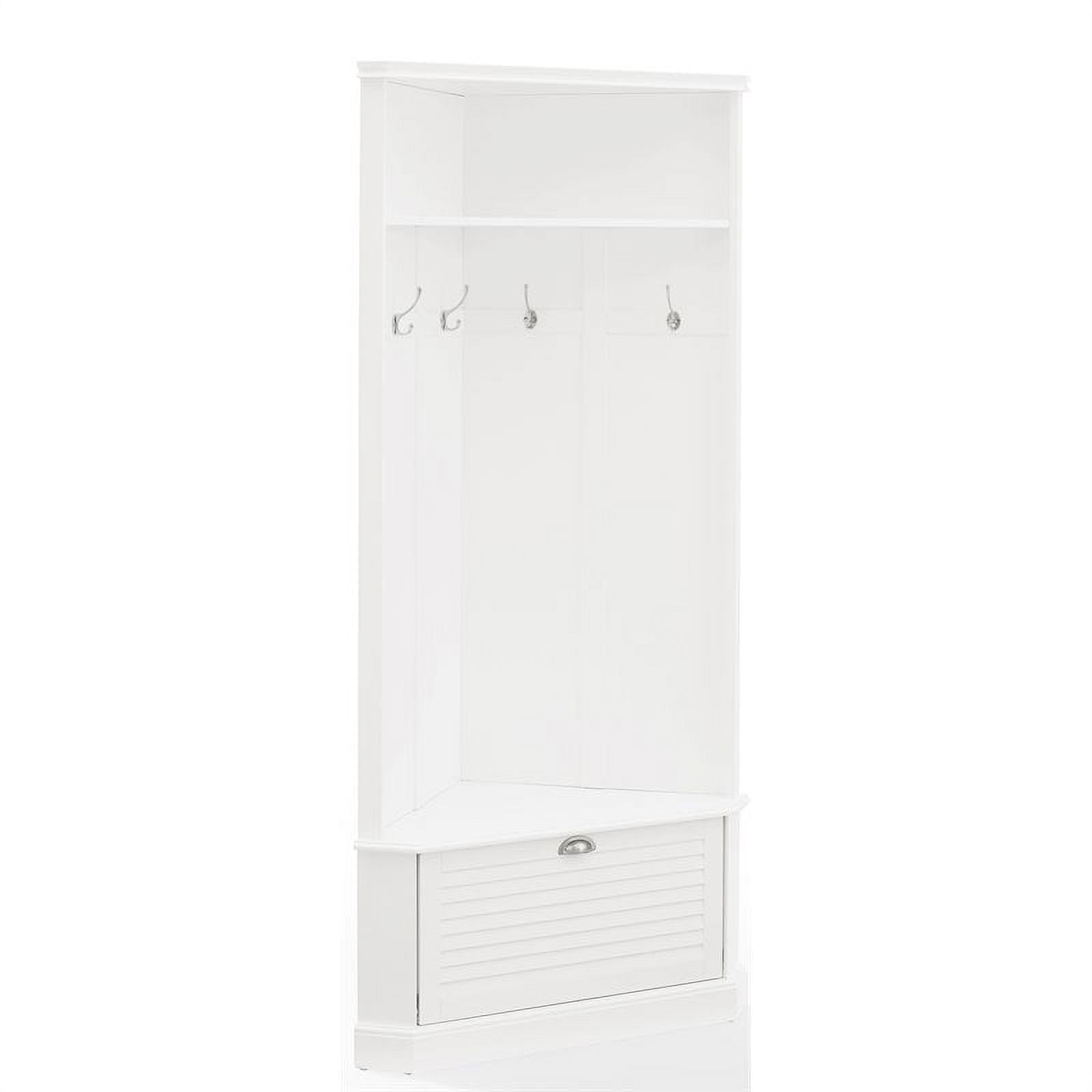 Bowery Hill Coastal Styled Wood Corner Hall Tree in White Finish ...