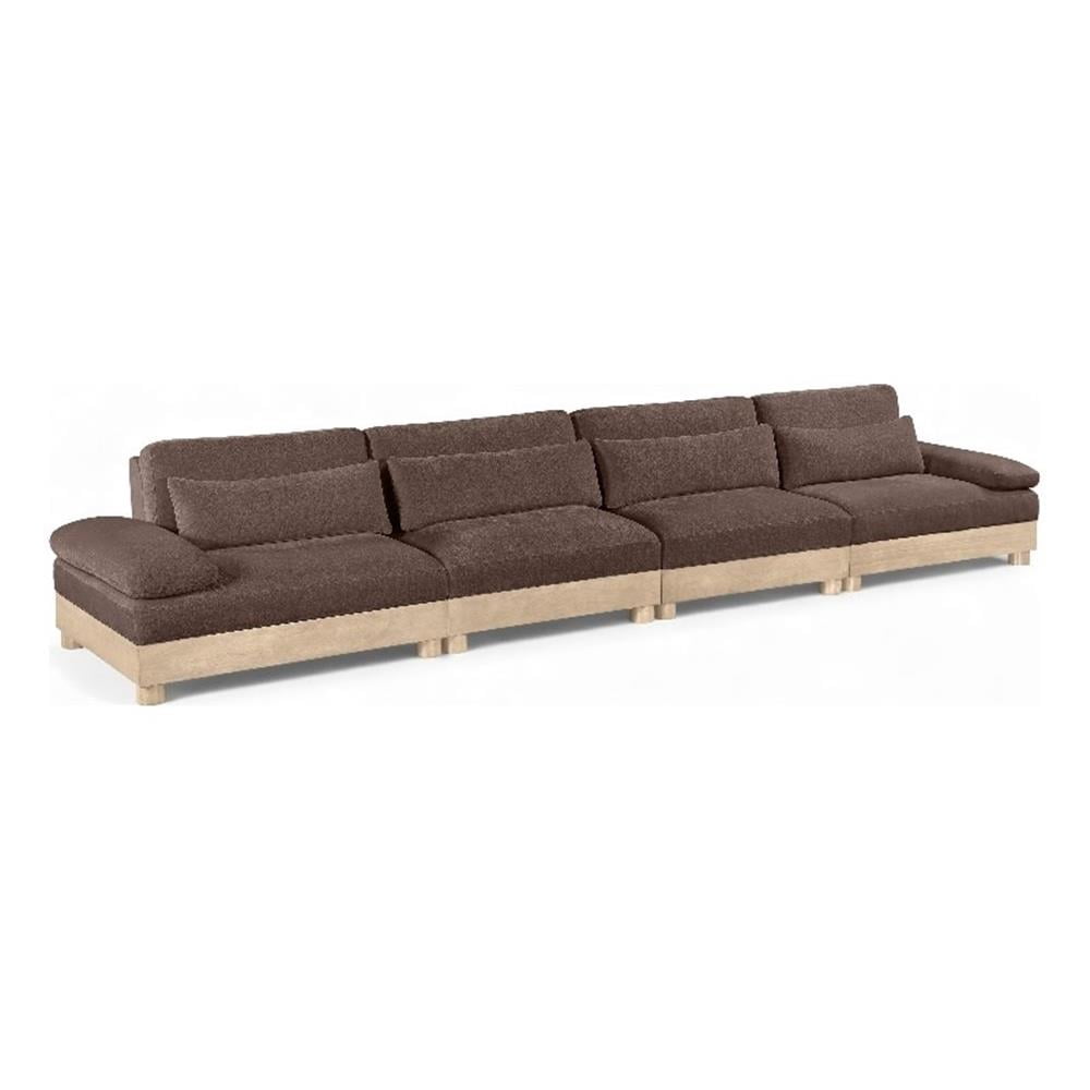 Bowery Hill Contemporary 175.5" Brown Chenille Fabric 4-Oiece Modular ...