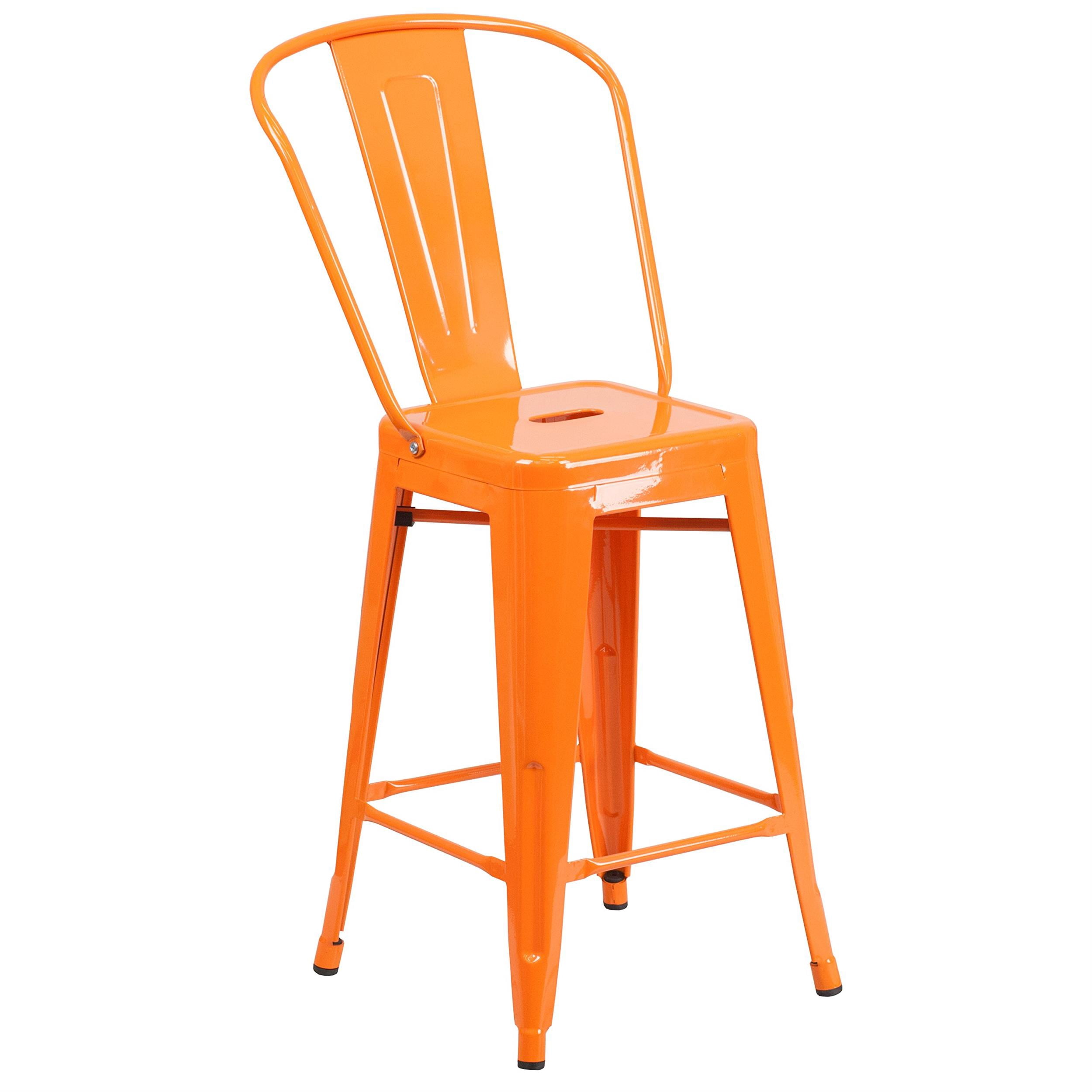 Bowery Hill Contemporary 24" Metal Counter Stool in Orange Finish ...