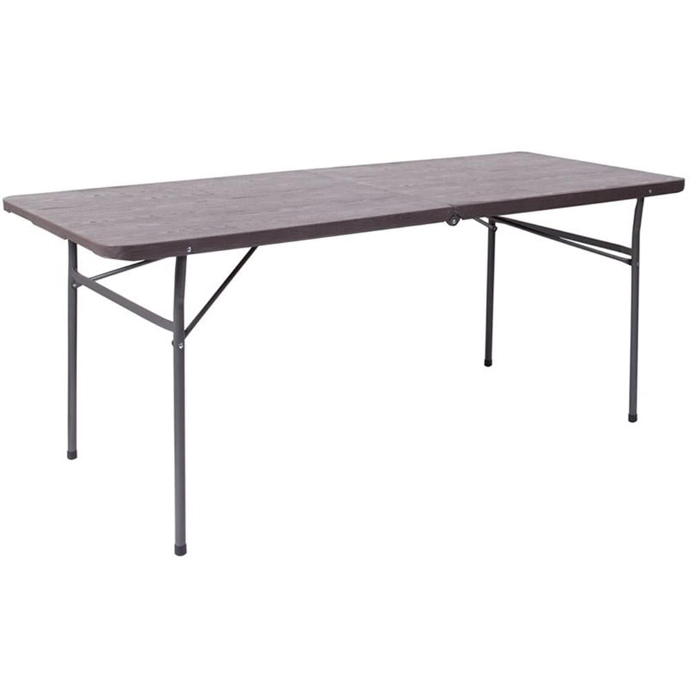 Bowery Hill Contemporary 30" x 72" Plastic Bi-Fold Table in Brown ...