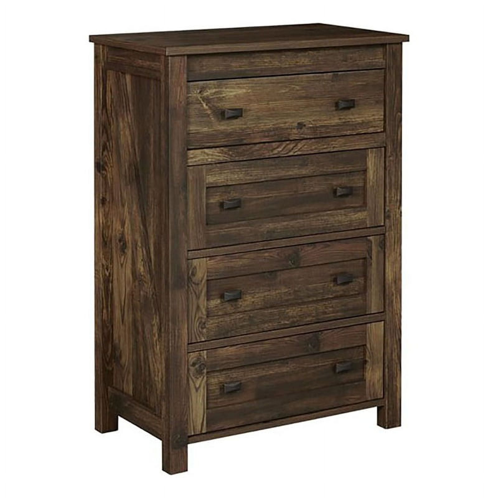 Bowery Hill Contemporary 4-Drawer MDF Wood Dresser in Rustic Walnut ...