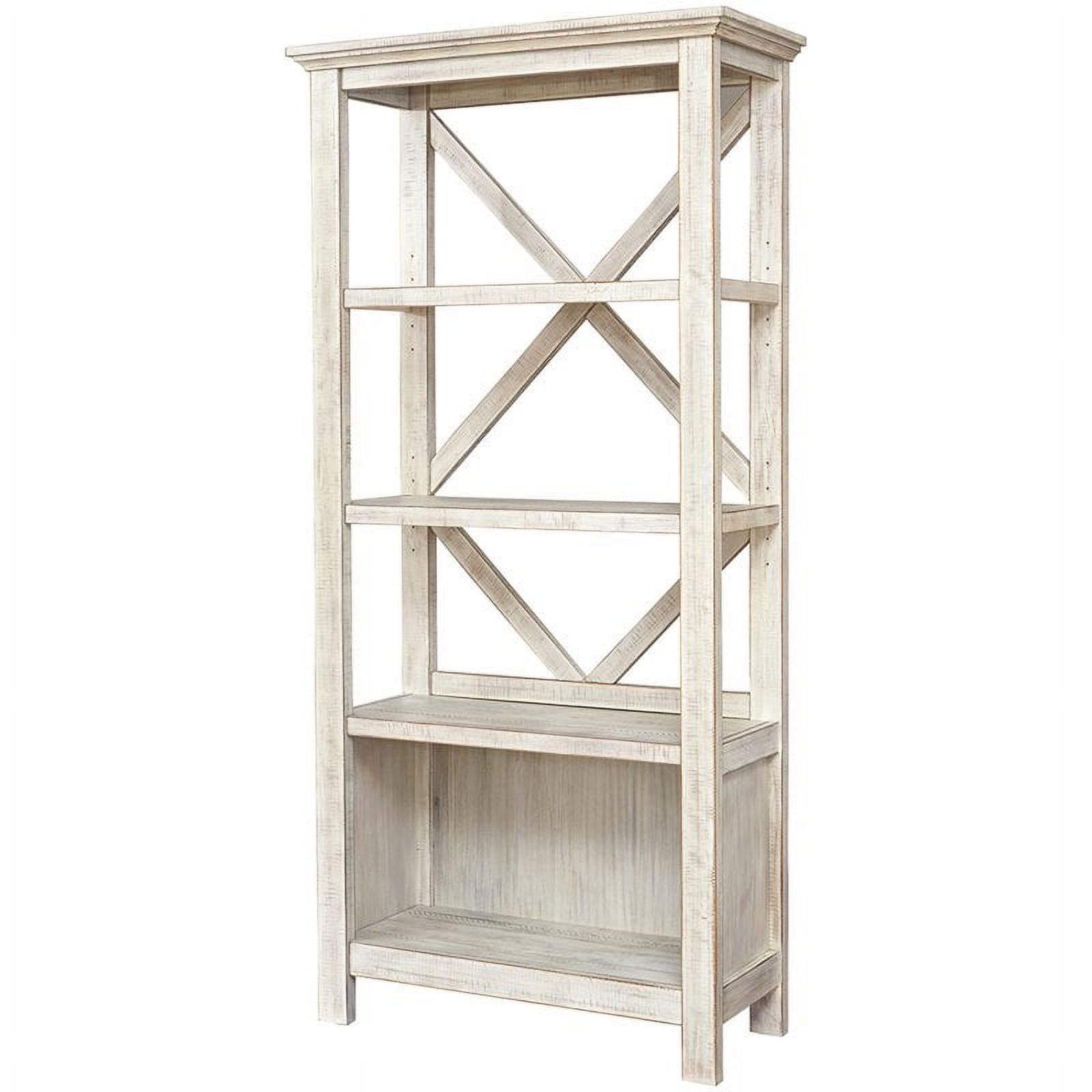Bowery Hill Contemporary 4 Shelf Crossbuck Bookcase in Whitewash ...