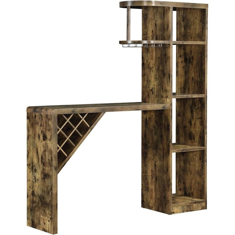 Bowery Hill Contemporary 5 Shelf Bar Table Storage in Antique Nutmeg ...