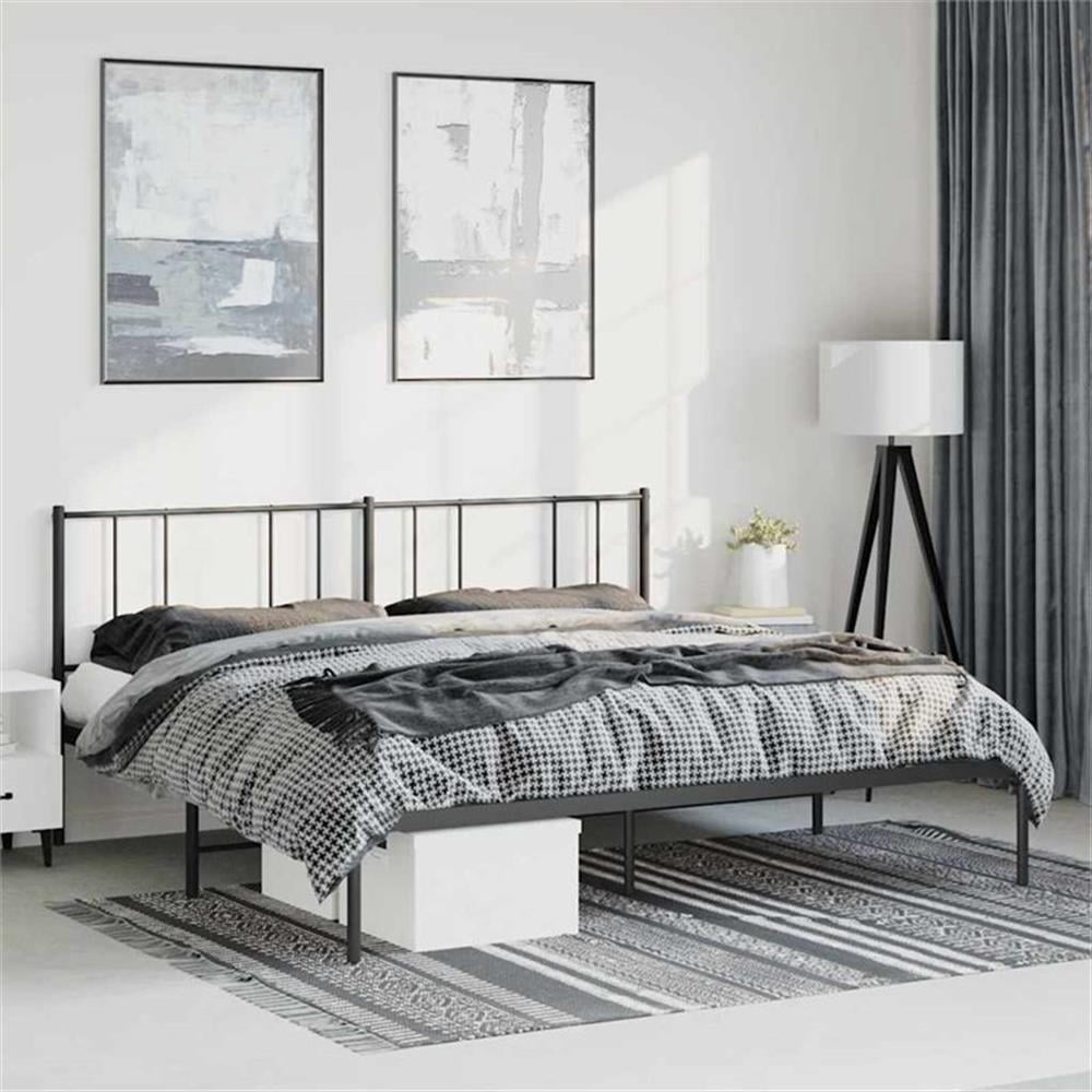 Bowery Hill Contemporary 72 X 84 Powder-Coated Steel Bed Frame in Black ...