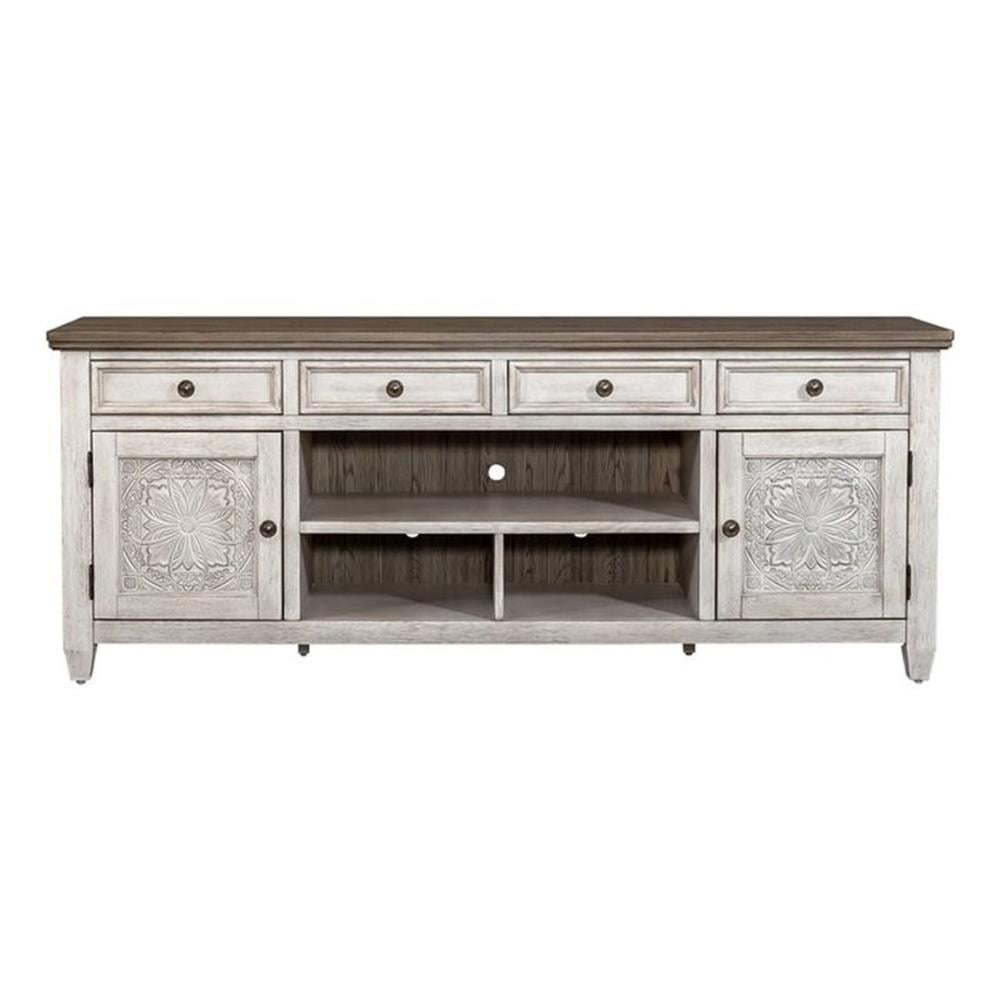 Bowery Hill Contemporary 76-Inch Tile TV Console in Off White - Walmart.com