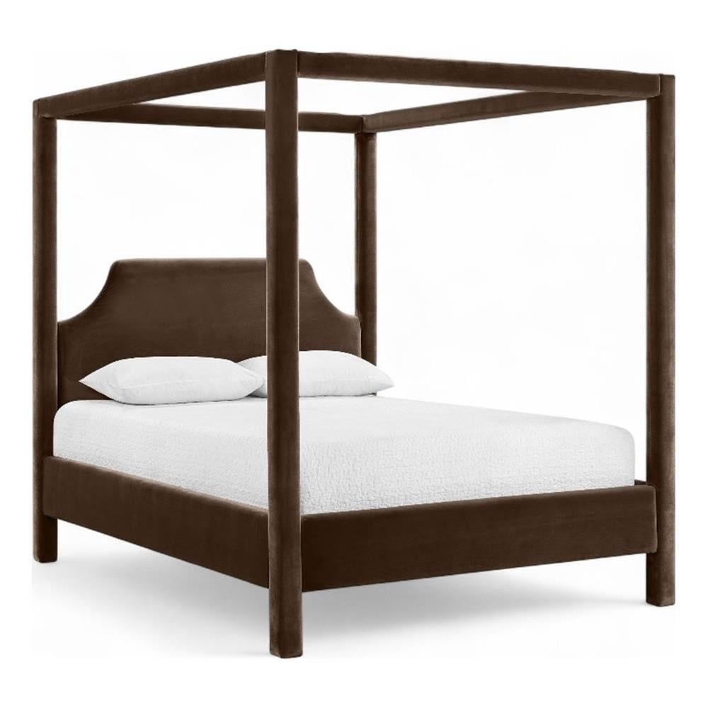 Bowery Hill Contemporary Brown Durable Velvet Upholstered Queen Bed ...