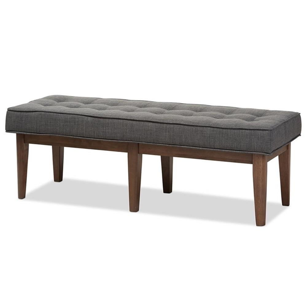 Bowery Hill Contemporary Button Tufted Dining Bench in Dark Gray ...