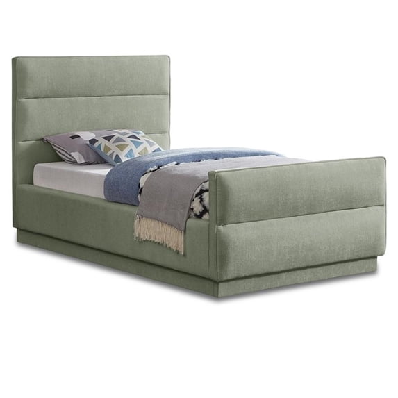 Bowery Hill Contemporary Channel Tufted Mint Chenille Fabric Twin Bed ...