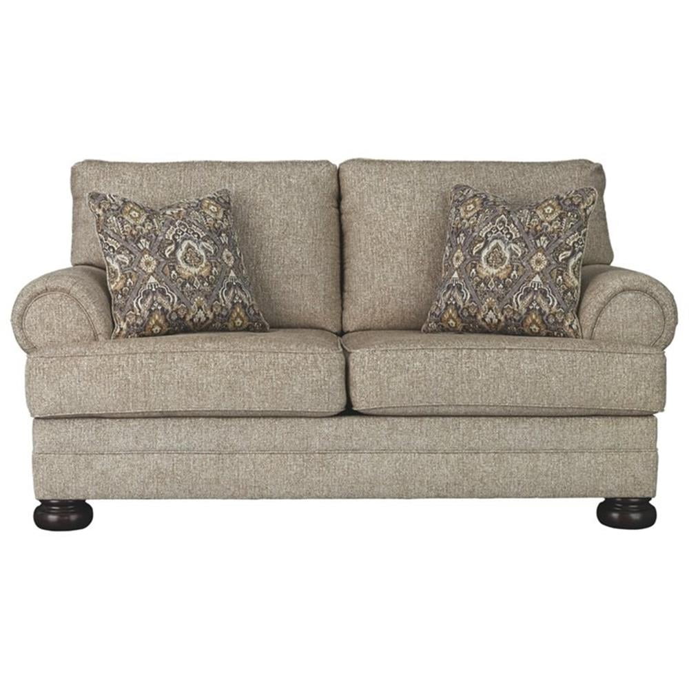 Bowery Hill Contemporary Corner-blocked Frame Loveseat in Oatmeal ...
