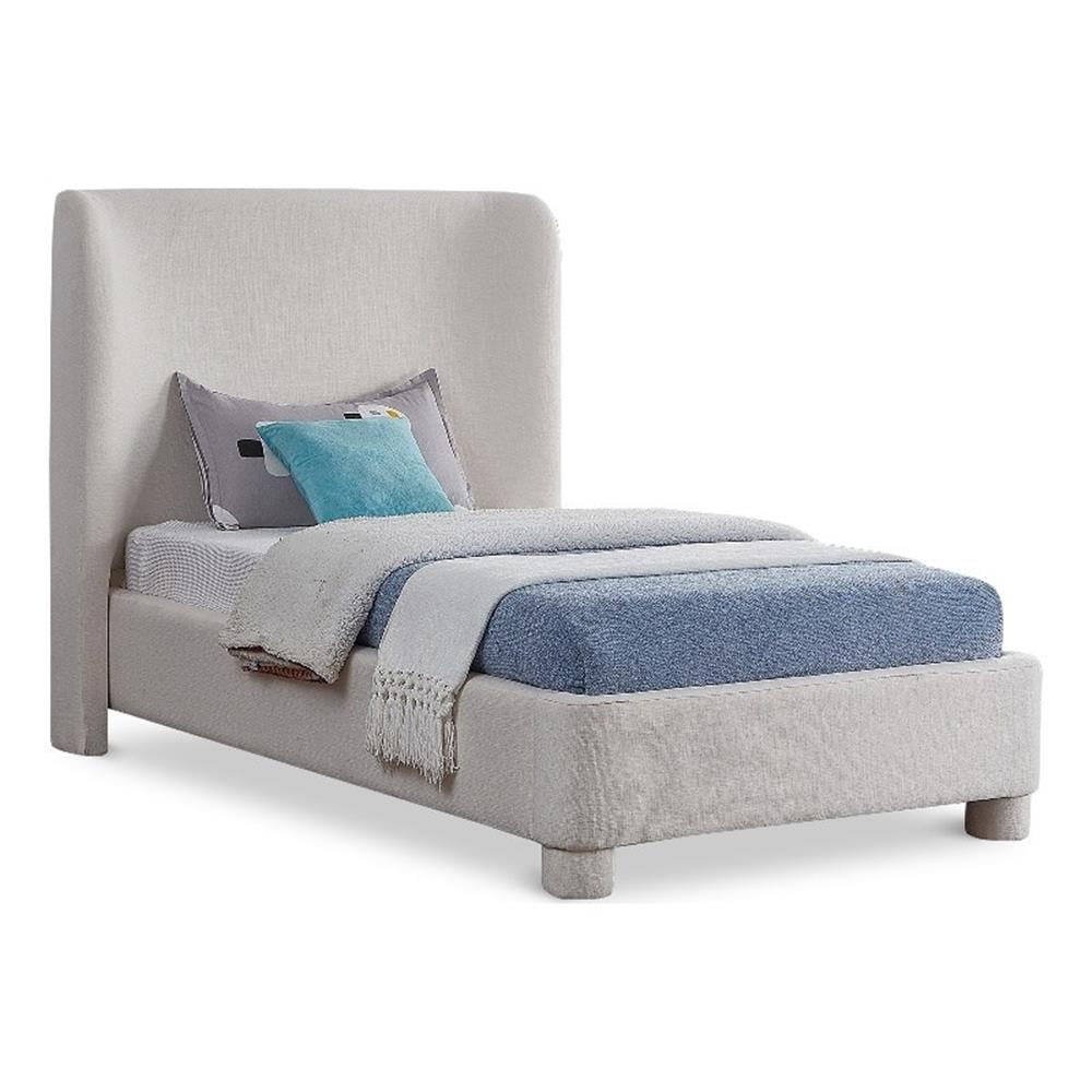 Bowery Hill Contemporary Cream Linen Textured Fabric Twin Bed - Walmart.com