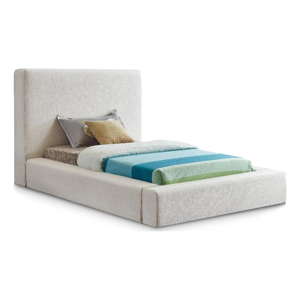 Bowery Hill Contemporary Cream Linen Textured Fabric Twin Bed - Walmart.com