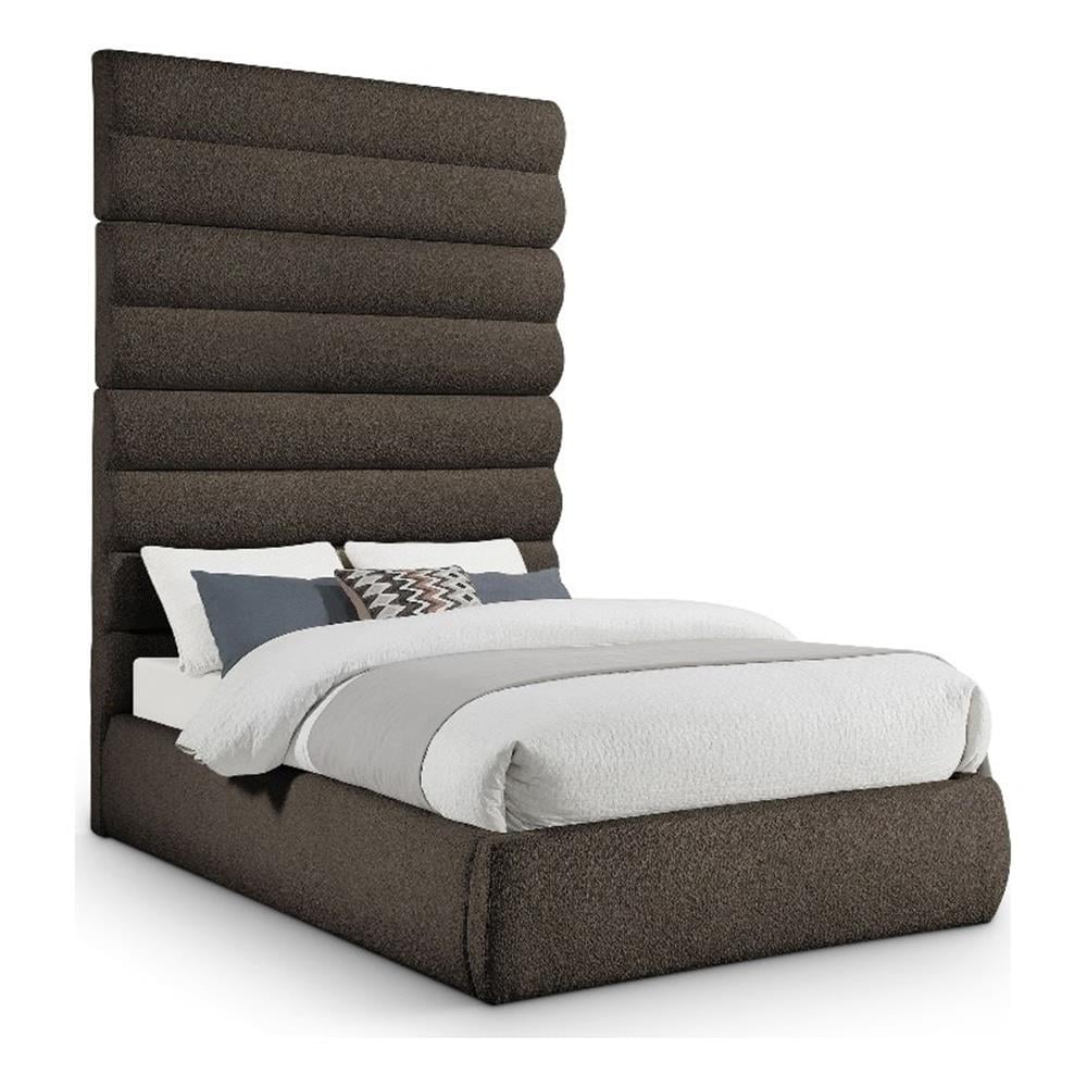 Bowery Hill Contemporary Deep Channel Tufted Rich Brown Boucle Fabric ...