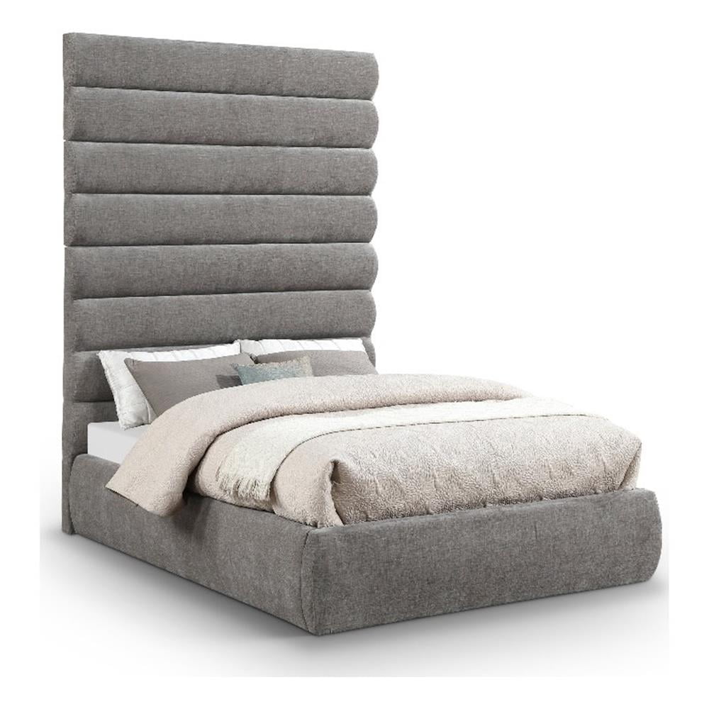 Bowery Hill Contemporary Deep Channel Tufted Soft Grey Chenille Fabric ...