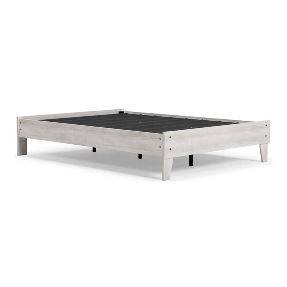 Bowery Hill Contemporary Engineered Wood Full Platform Bed in Whitewash ...