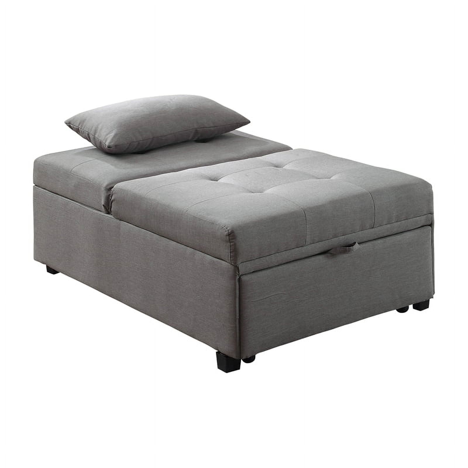 Bowery Hill Contemporary Fabric Futon Ottoman with Pillow in Gray ...