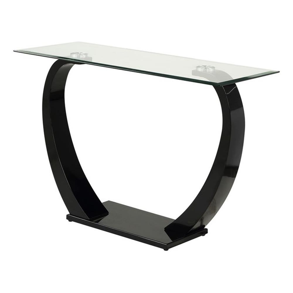 Bowery Hill Curved Modern Glass Sofa Console Table for Home Hallway ...