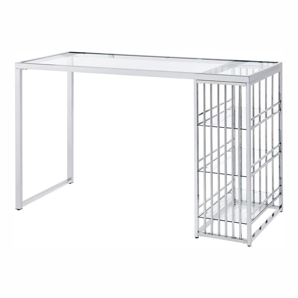 Bowery Hill Contemporary Glass Top Bar Table in Chrome Plating ...
