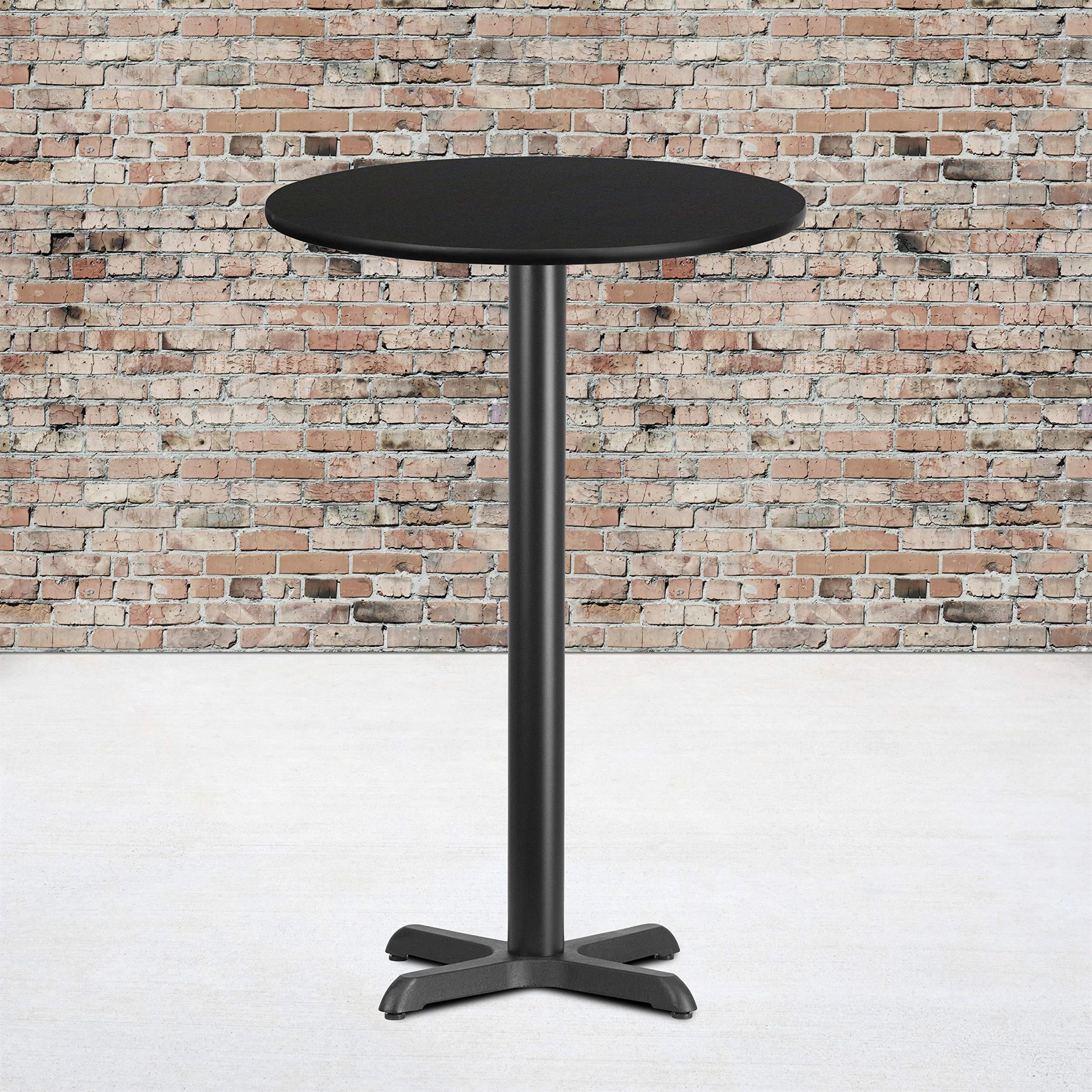 Bowery Hill Contemporary Iron/Wood Round Restaurant Bar Table in Black ...