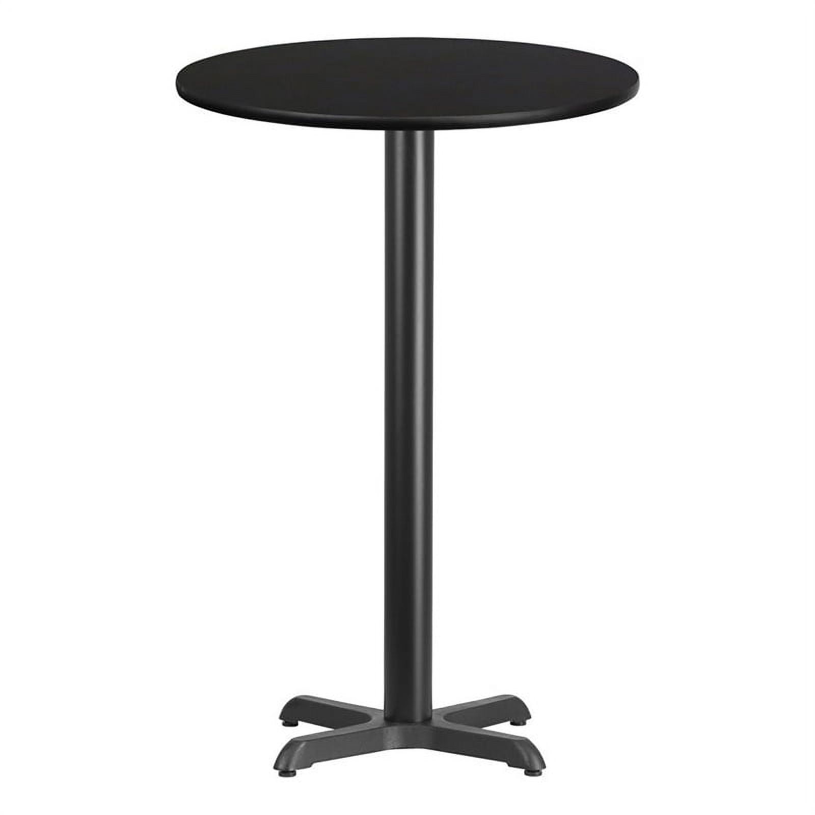 Bowery Hill Contemporary Iron/Wood Round Restaurant Bar Table in Black ...