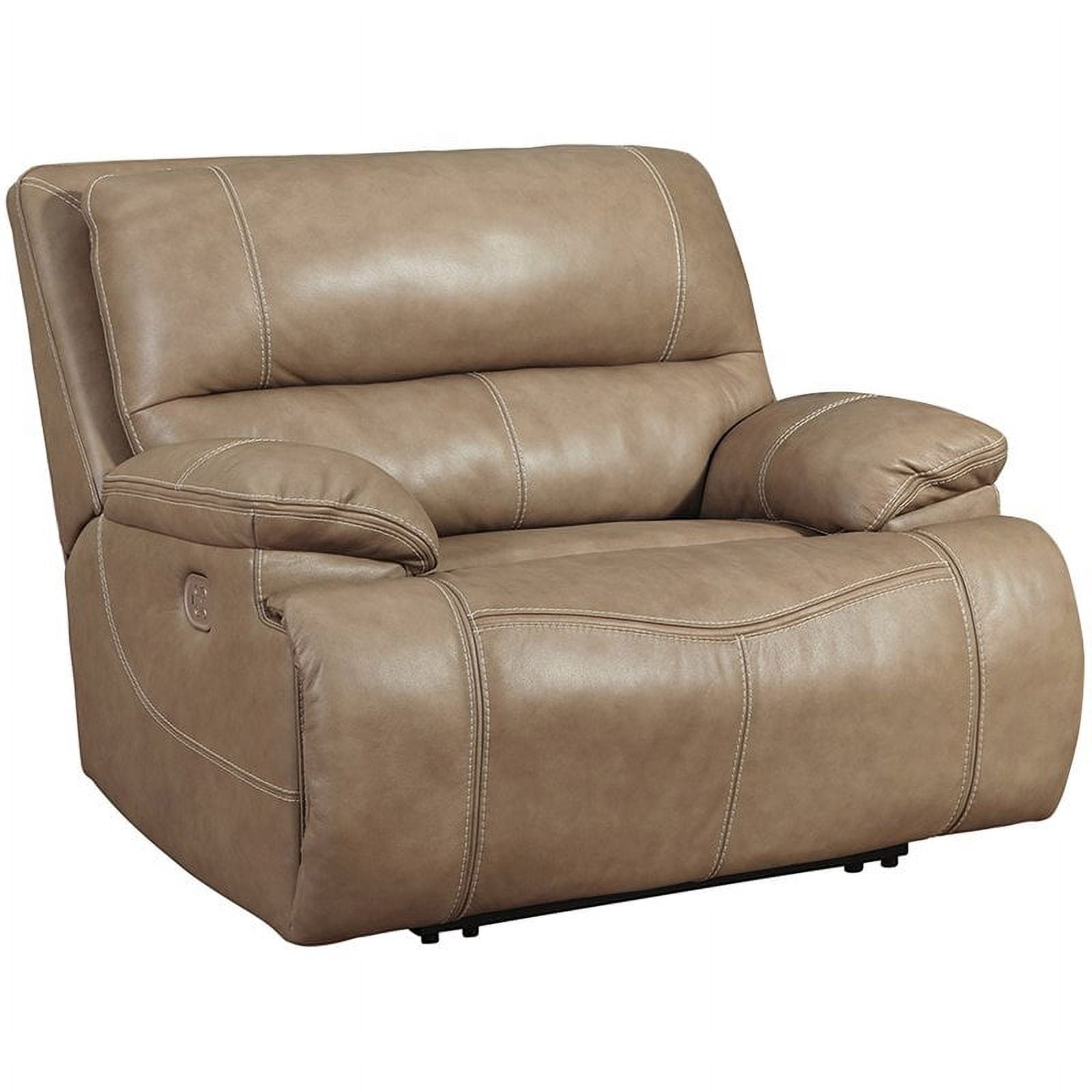 Bowery Hill Contemporary Leather Power Recliner in Putty Finish ...