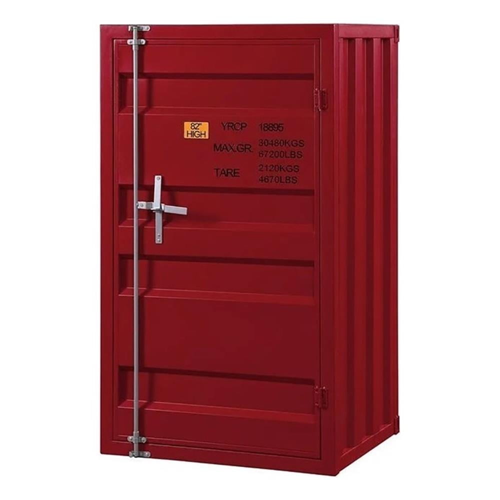 Bowery Hill Contemporary Metal Rectangular Chest with 1 Door in Red ...