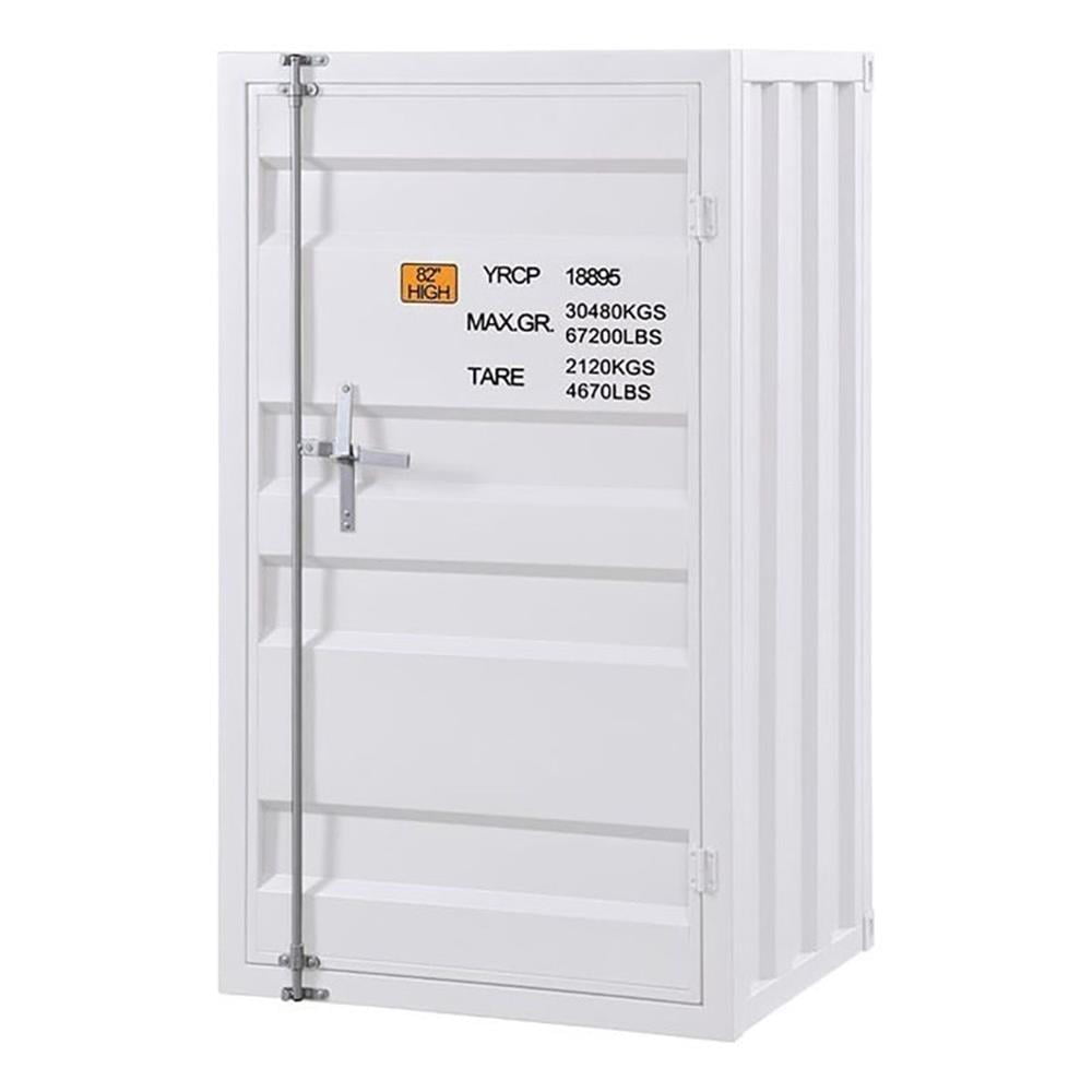 Bowery Hill Contemporary Metal Rectangular Chest with 1 Door in White ...