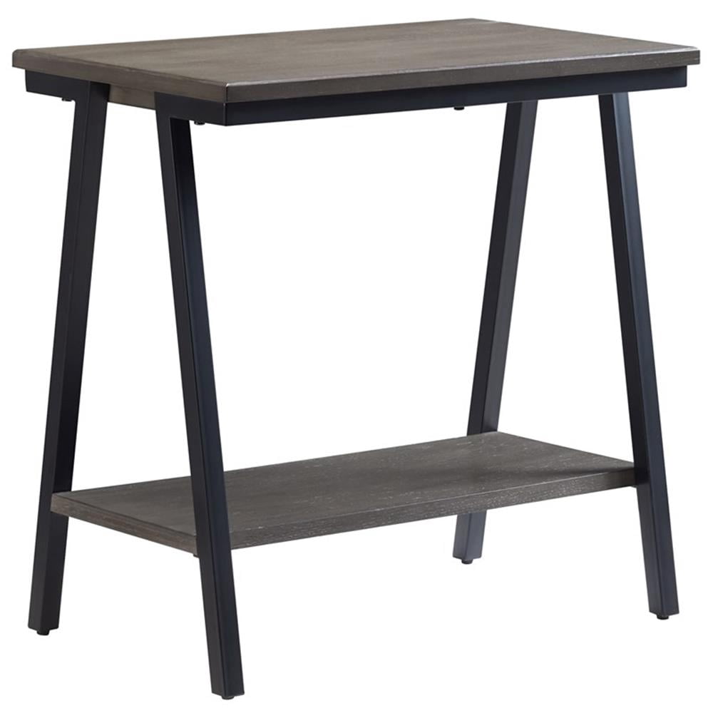 Bowery Hill Contemporary Narrow Wood Side Table with Metal Frame in ...