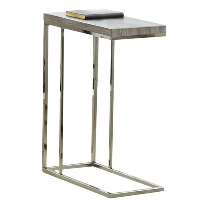 Bowery Hill Contemporary Nickel/Wood Chairside End Table in Gray ...