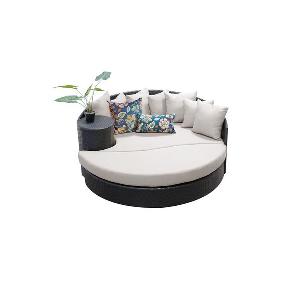 Bowery Hill Contemporary Outdoor Wicker Patio Sun Bed in Beige ...