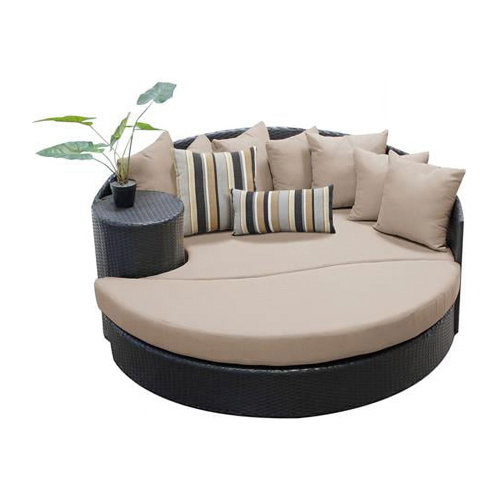 Bowery Hill Contemporary Outdoor Wicker Patio Sun Bed in Wheat ...
