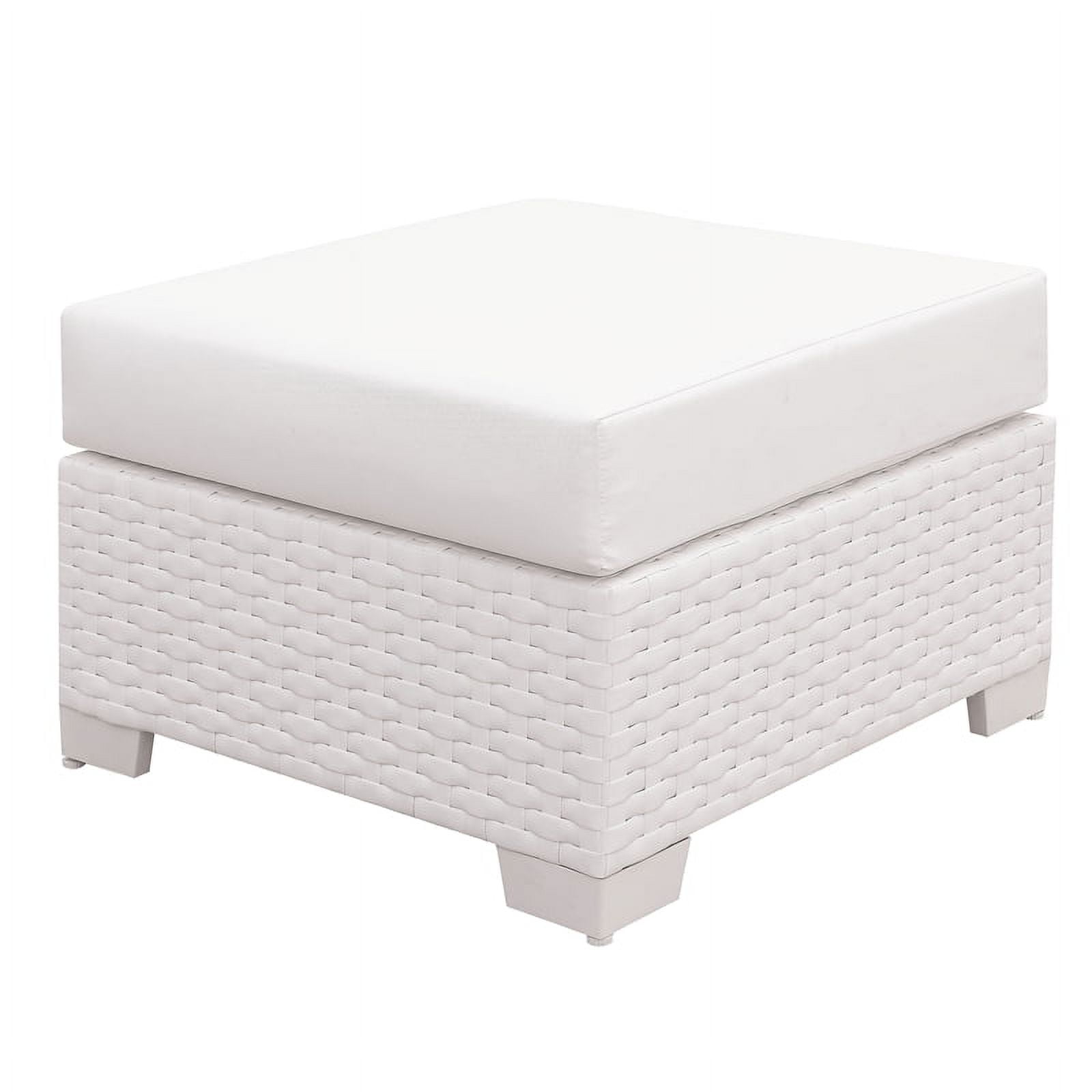 Bowery Hill Contemporary Rattan Small Patio Ottoman in White - Walmart.com