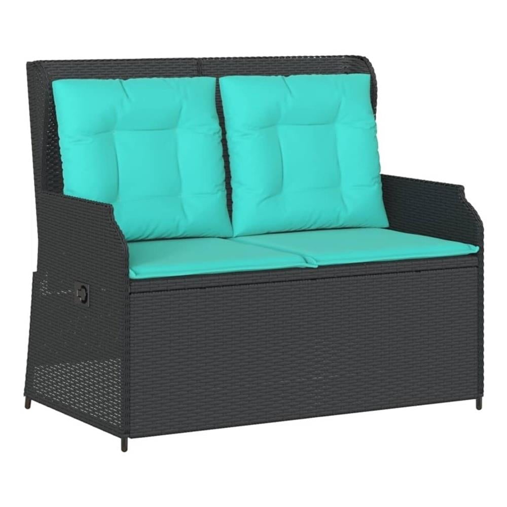 Bowery Hill Contemporary Reclining Patio Bench in Black And Turquoise ...