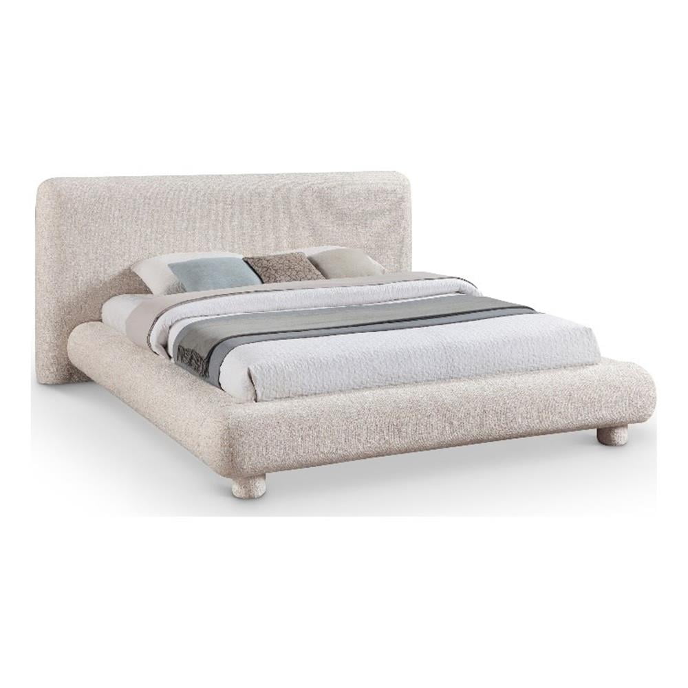Bowery Hill Contemporary Rich Beige Fabric Upholstered Queen Bed ...