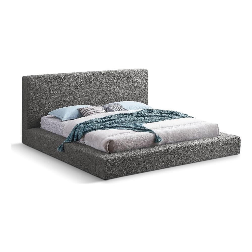 Bowery Hill Contemporary Rich Grey Boucle Durable Fabric Full Bed ...