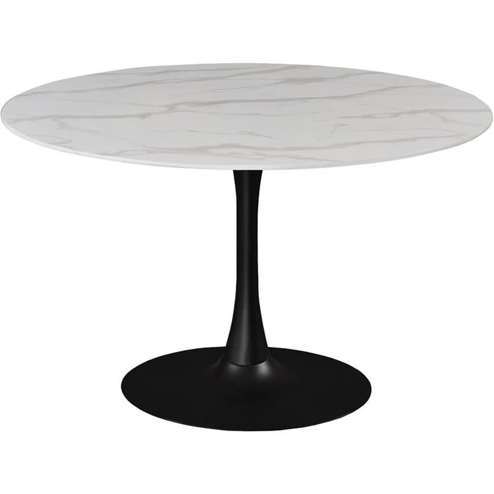 Bowery Hill Contemporary Round Faux Marble Dining Table with Matte ...