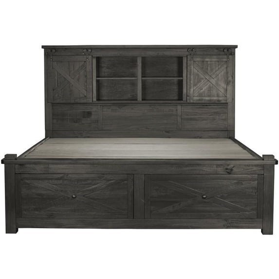 Bowery Hill Contemporary Rustic Solid Wood Queen Storage Bed in ...